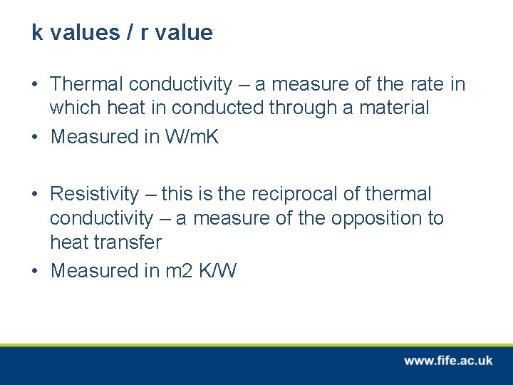 Building Science Thermal Conductivity From last week Conduction