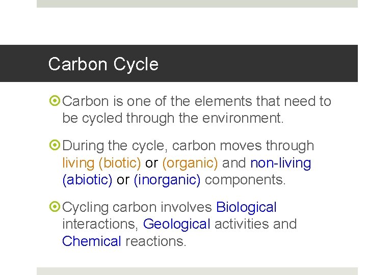Carbon Cycle Notes Introduction Video Carbon Cycle video