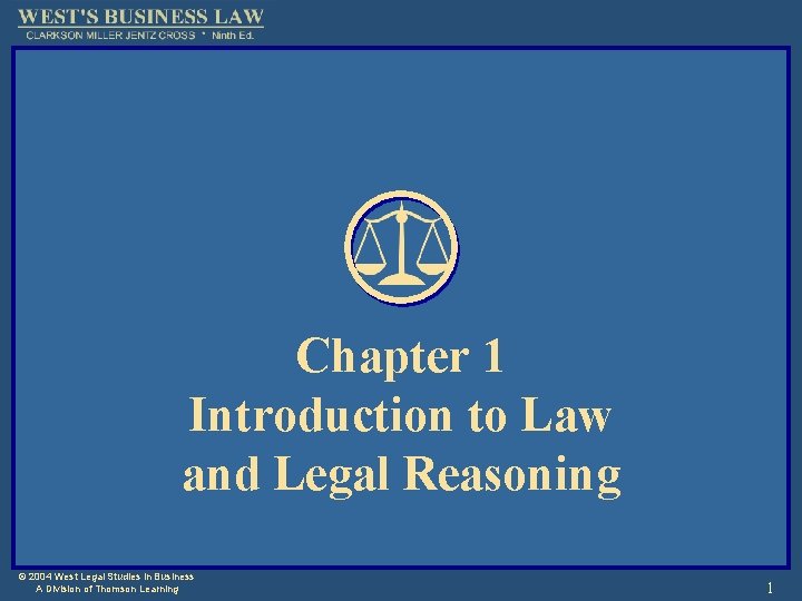 Chapter 1 Introduction to Law and Legal Reasoning
