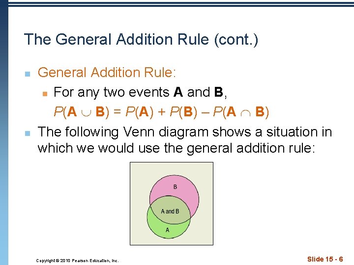 Chapter 15 Probability Rules Copyright 2010 Pearson Education