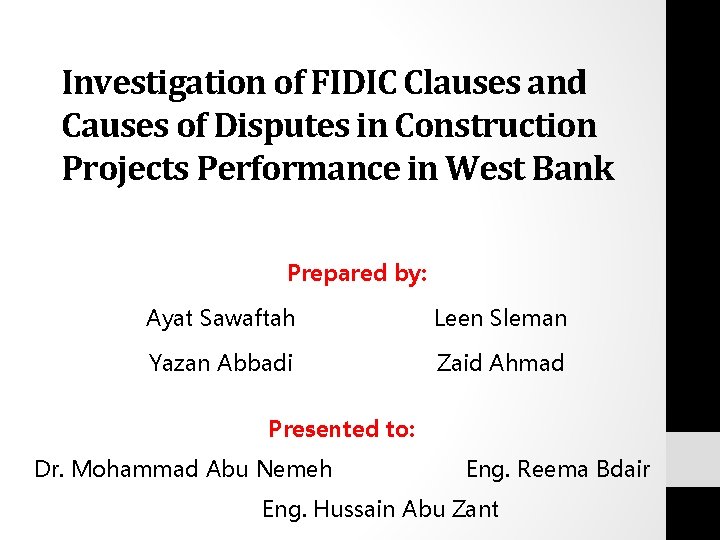 Investigation of FIDIC Clauses and Causes of Disputes