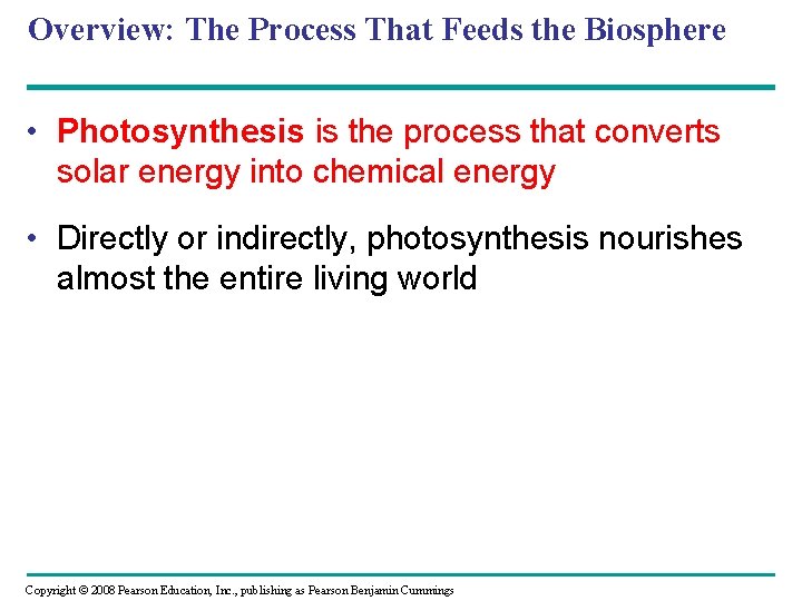 Chapter 10 Photosynthesis Power Point Lecture Presentations for