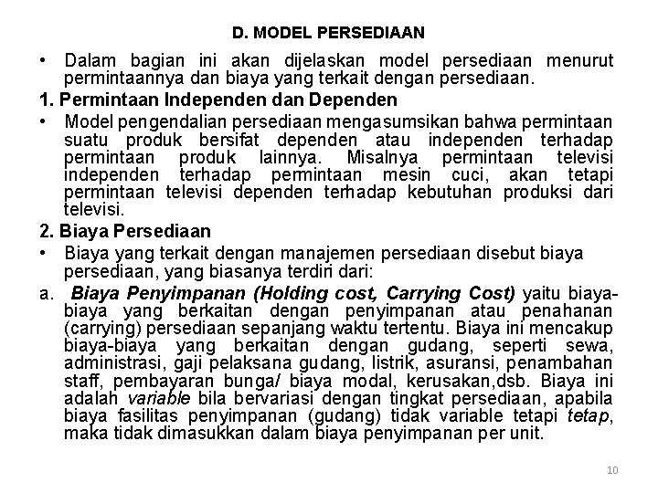Manajemen Persediaan Inventory Management Dr Hamdan M M