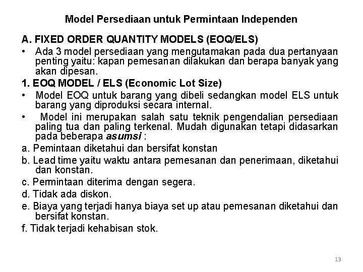 Manajemen Persediaan Inventory Management Dr Hamdan M M