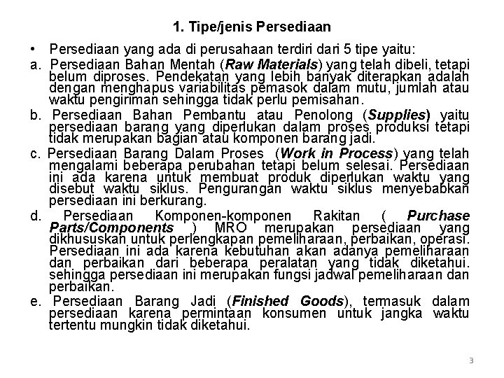 Manajemen Persediaan Inventory Management Dr Hamdan M M