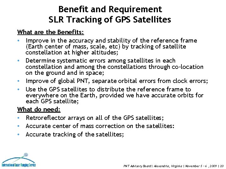 International Update on Satellite Laser Ranging SLR http