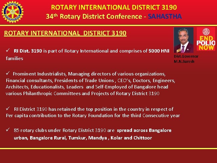 ROTARY INTERNATIONAL DISTRICT 3190 Sponsorship Proposal AN OPPORTUNITY