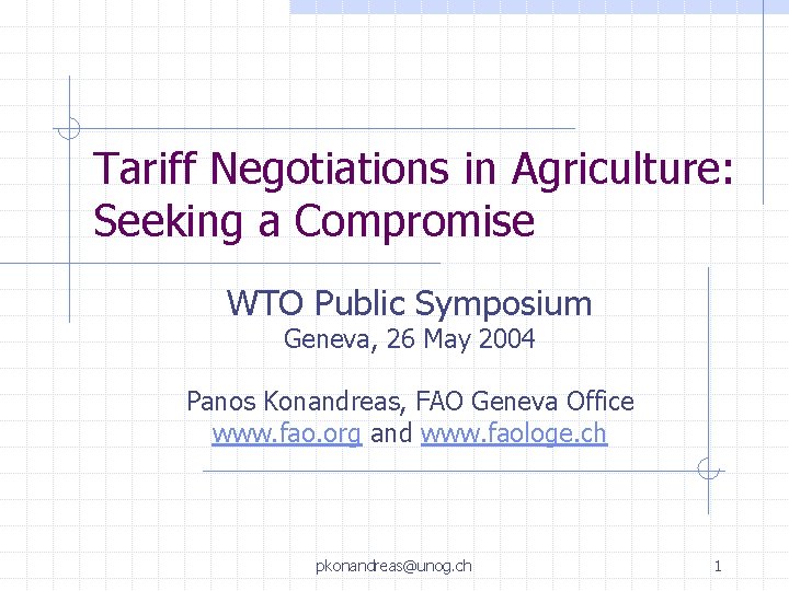 Tariff Negotiations in Agriculture Seeking a Compromise WTO
