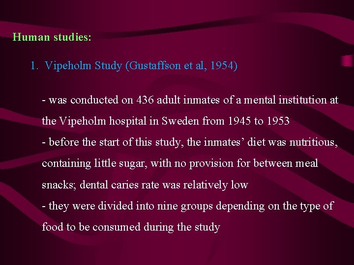 Diet and Dental Caries Index Introduction Historical evidence