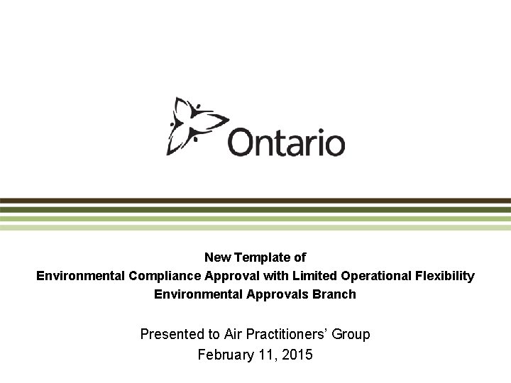 New Template of Environmental Compliance Approval with Limited