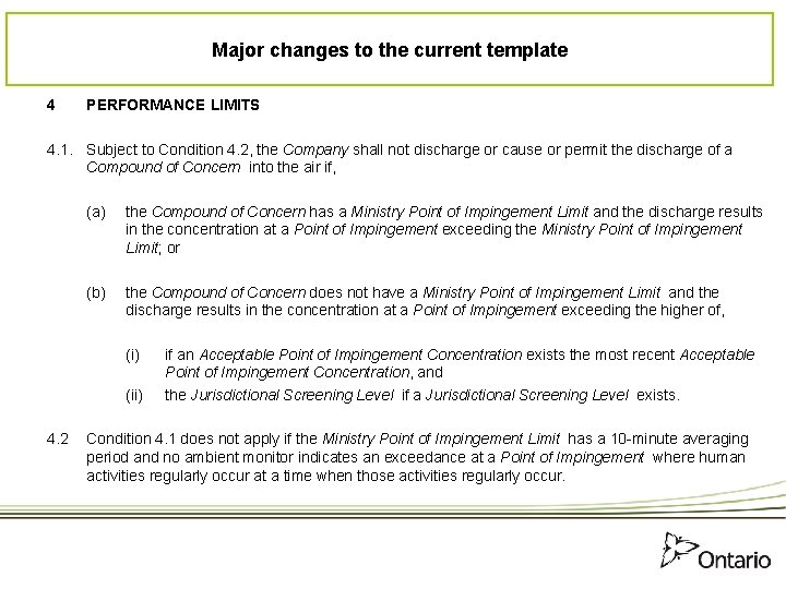 New Template of Environmental Compliance Approval with Limited