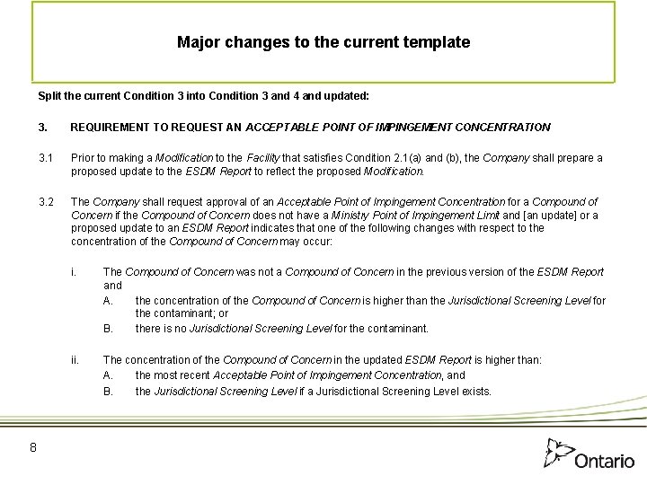 New Template of Environmental Compliance Approval with Limited
