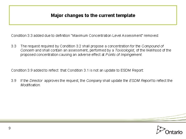 New Template of Environmental Compliance Approval with Limited