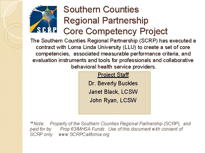 Southern Counties Regional Partnership Core Competency Project T