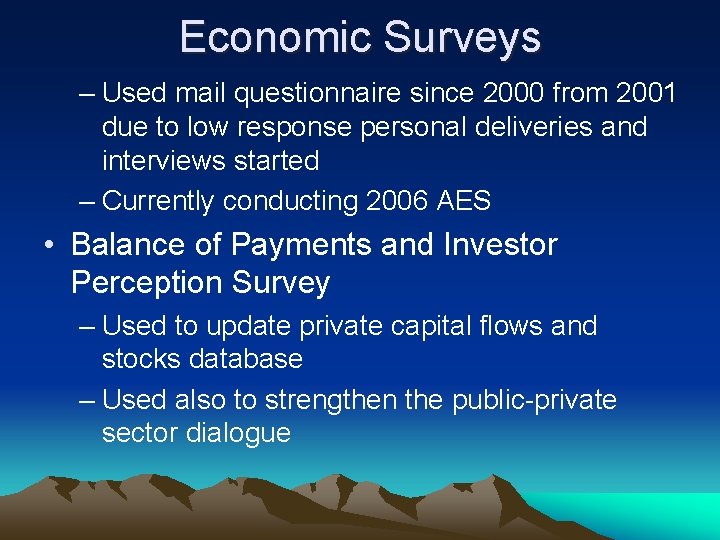 Systems of Economic Surveys in Malawi Jameson Ndawala