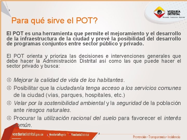 Julio 2017 El Plan de Ordenamiento Territorial POT