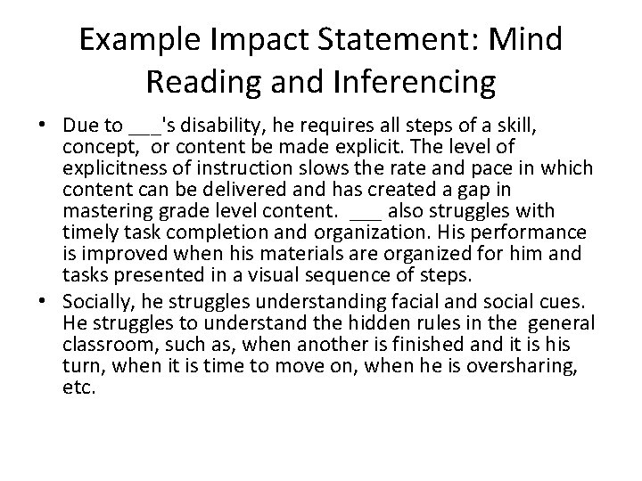 Nature of ASD Describing the Impact of Limited