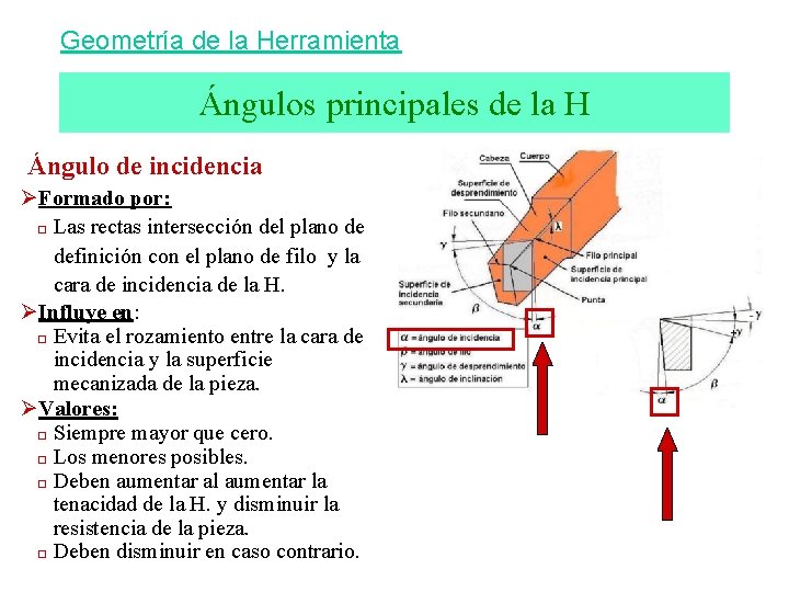 HERRAMIENTAS DE CORTE Materiales y Geometra Objetivos Conocer