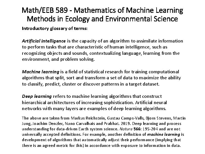 MathEEB 589 Mathematics of Machine Learning Methods in