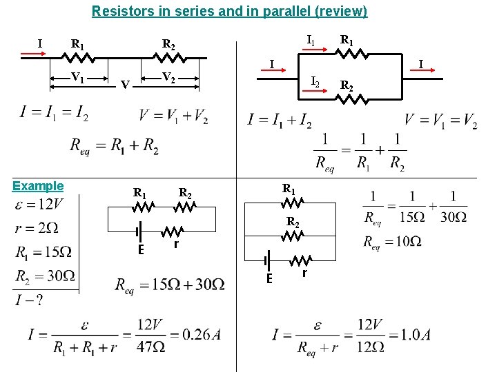 Resistors in series and in parallel review I