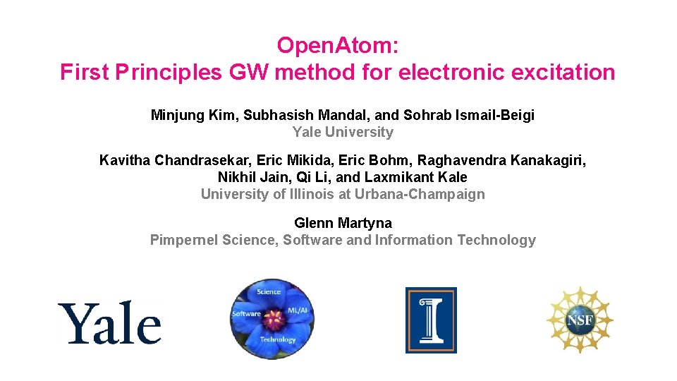 Open Atom First Principles GW method for electronic
