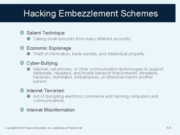 Chapter 6 Computer Fraud and Abuse Techniques Copyright