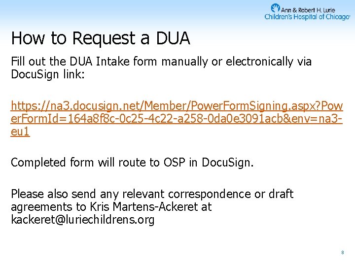 How to Request an MTA or DUA Kris