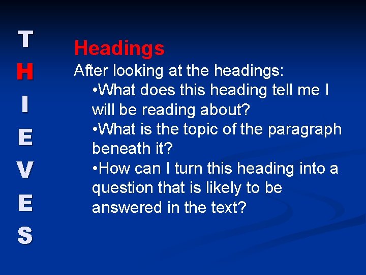 Understanding Nonfiction Texts Using THIEVES EQ How can