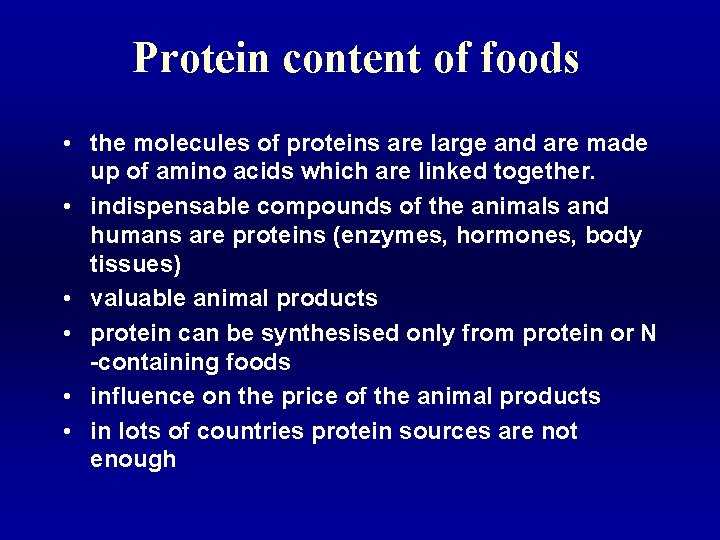 Protein content of foods the molecules of proteins