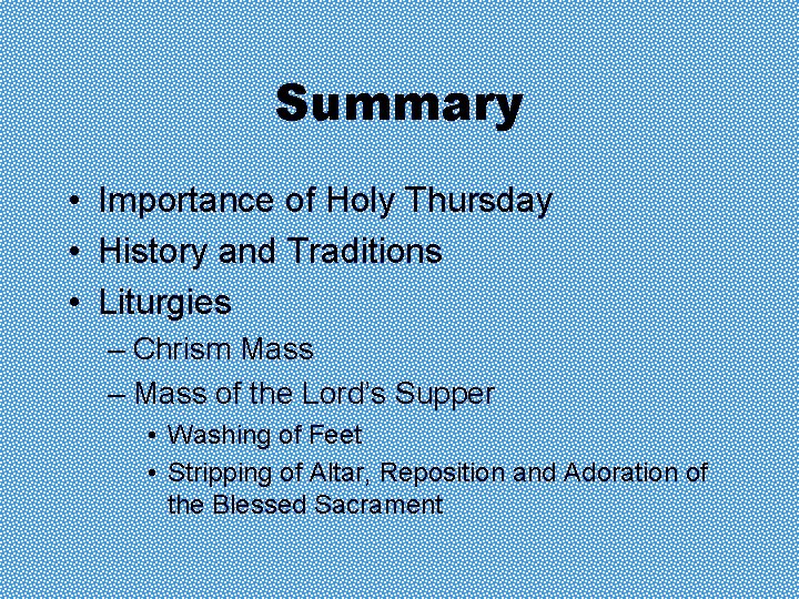 Presentation on Holy Thursday By Joseph Koh OFM