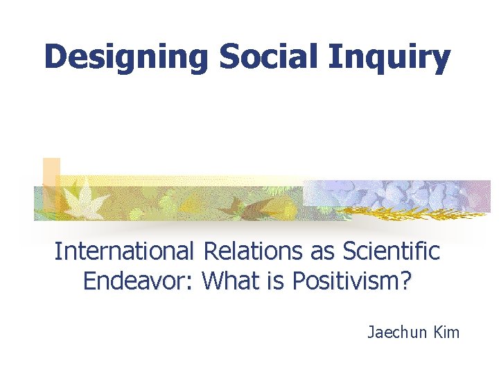 Designing Social Inquiry International Relations as Scientific Endeavor