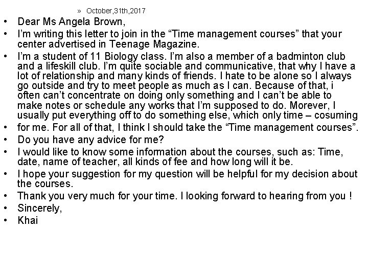 Writing a letter requesting further information about a