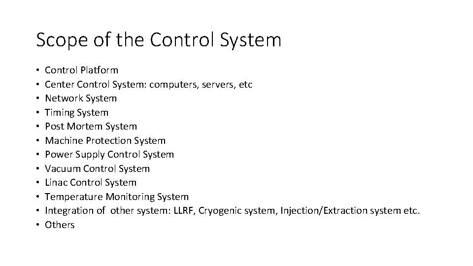 The Control system of CEPC Presented by Gang
