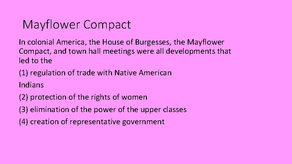 US History Unit 1 Table of Contents Mayflower