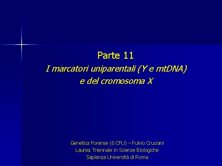 Parte 11 I marcatori uniparentali Y e mt