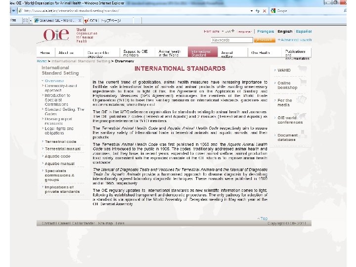 OIE standardsetting procedures Focus on the Terrestrial Aquatic