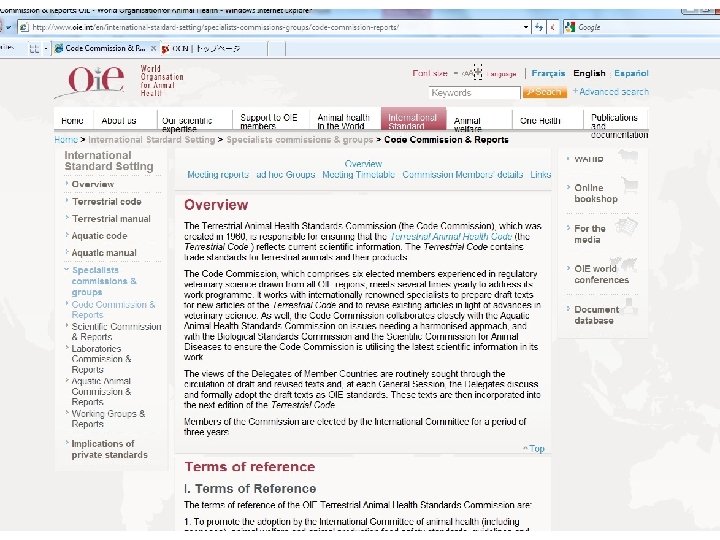 OIE standardsetting procedures Focus on the Terrestrial Aquatic