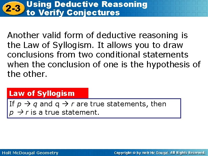 Using Deductive Reasoning 2 3 to Verify Conjectures