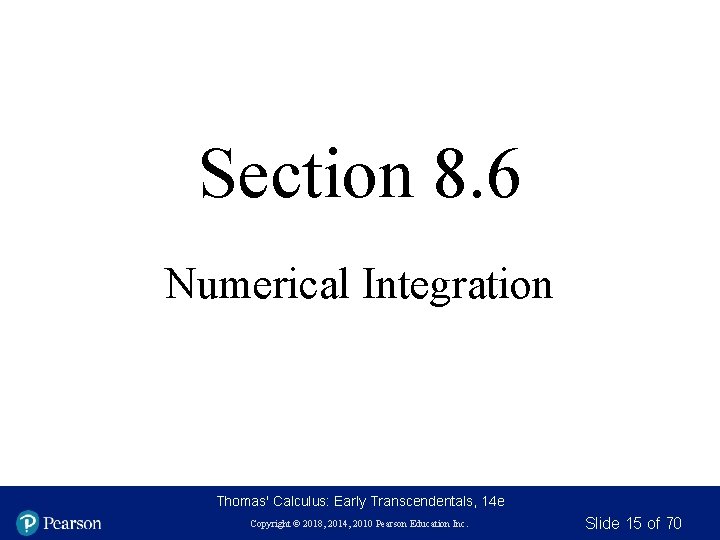 Chapter 8 Techniques of Integration Thomas Calculus Early