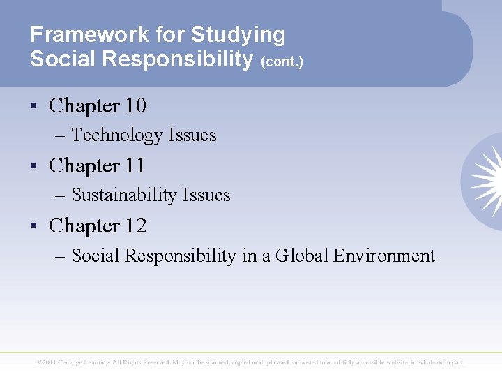 CHAPTER 1 Social Responsibility Framework Chapter Objectives To