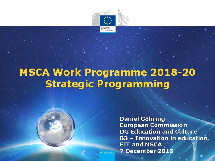 MSCA Work Programme 2018 20 Strategic Programming Daniel