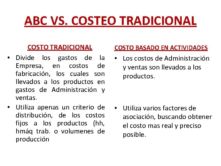 SISTEMA DE COSTEO ABC DEFINICION ABC ES UN