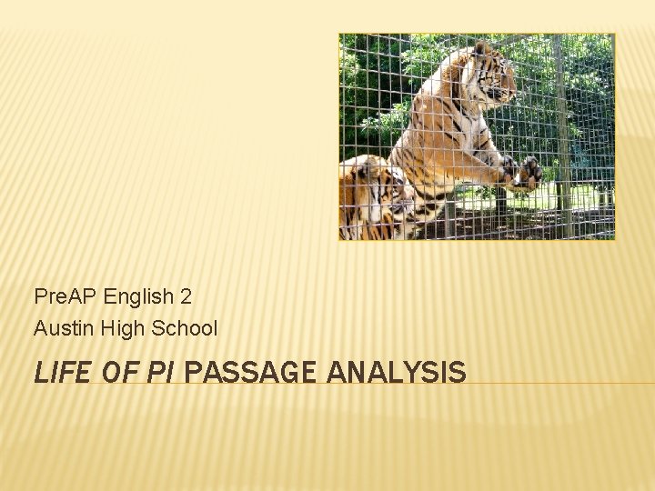 Pre AP English 2 Austin High School LIFE