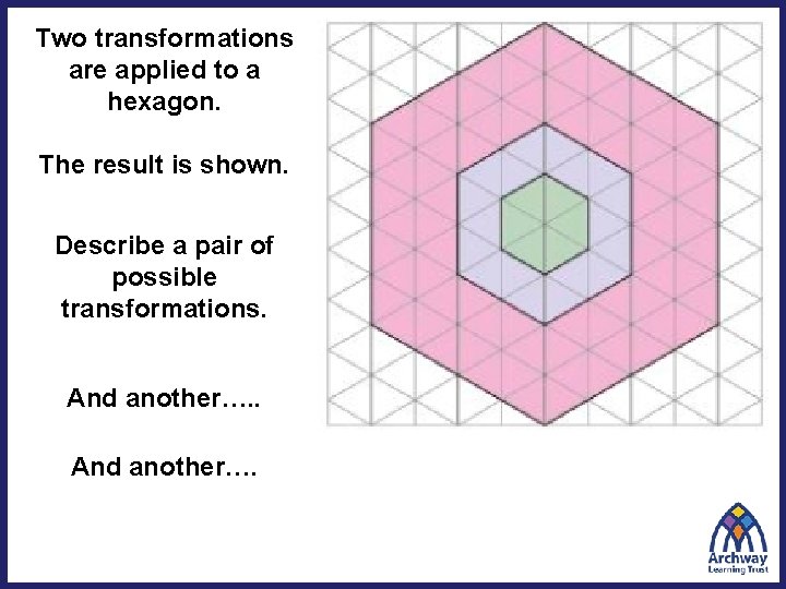 Two transformations are applied to a hexagon The
