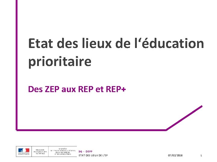 Etat des lieux de lducation prioritaire Des ZEP