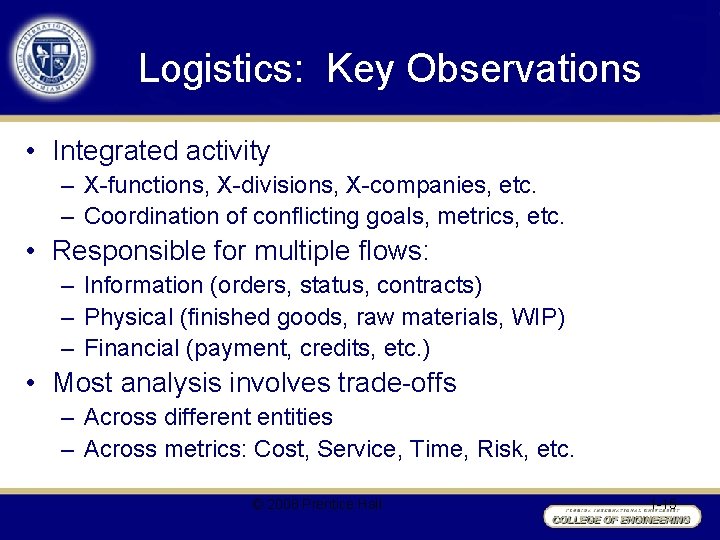 CHAPTER 1 An Overview of Logistics Learning Objectives