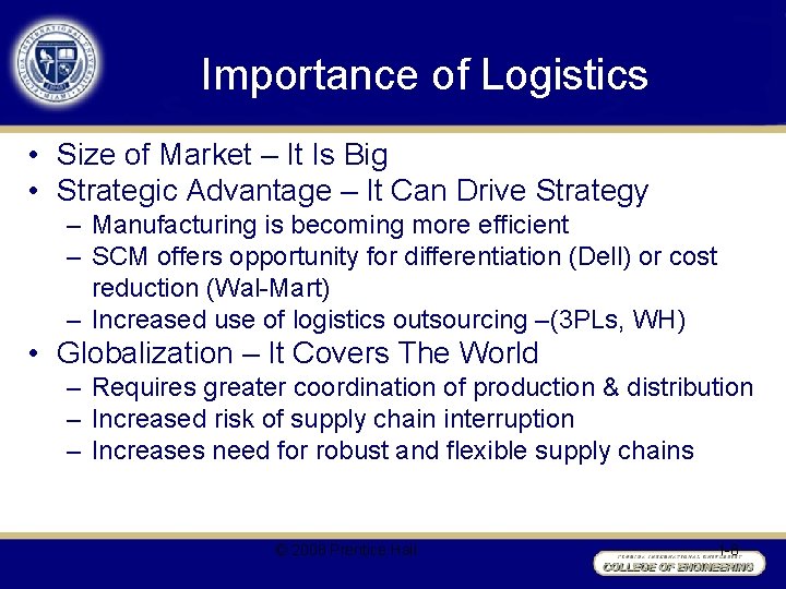 CHAPTER 1 An Overview of Logistics Learning Objectives