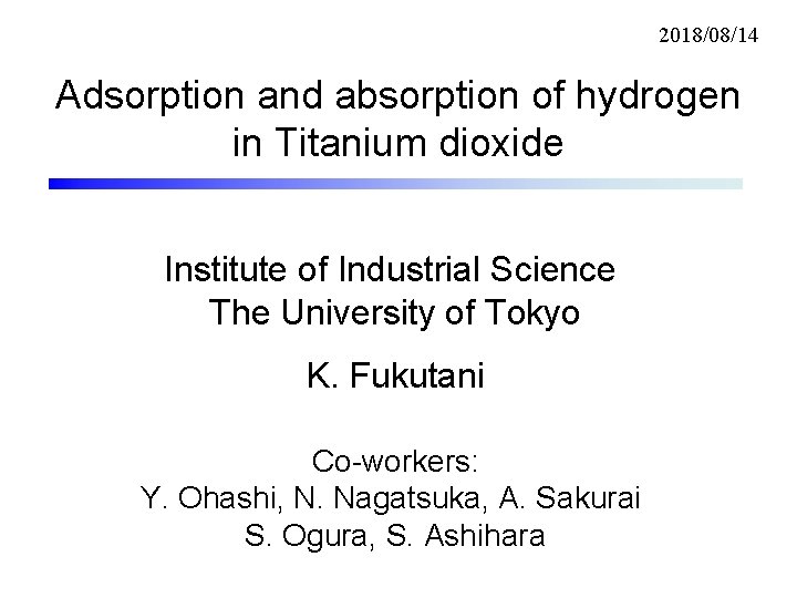 20180814 Adsorption and absorption of hydrogen in Titanium