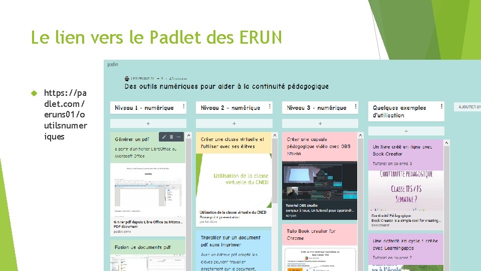 Utilisation de Padlet Se crer un compte https