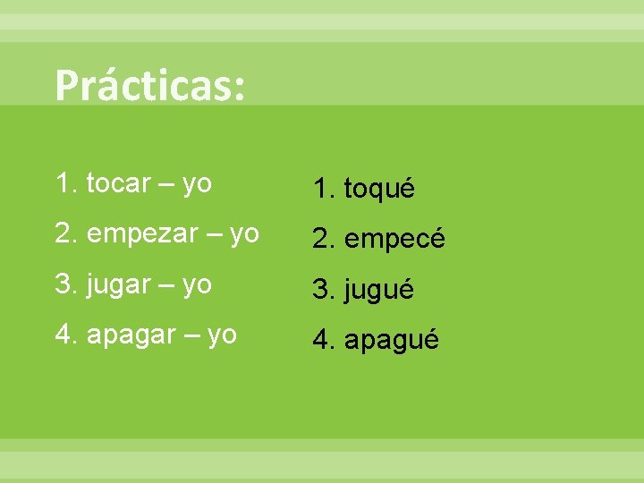 El presente Las tablas de conjugaciones Verbos AR